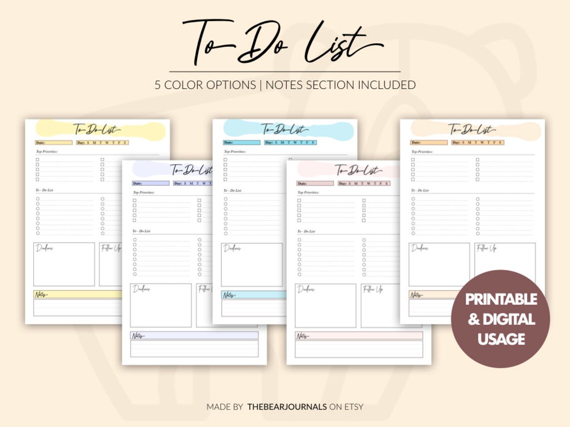 To Do List Printable to Do List Simple Tasks List Template - Etsy