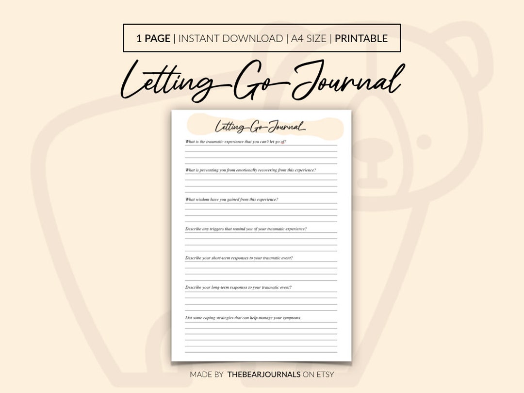 Letting Go Journal, Letting Go Worksheet, Letting Go Forgiveness ...