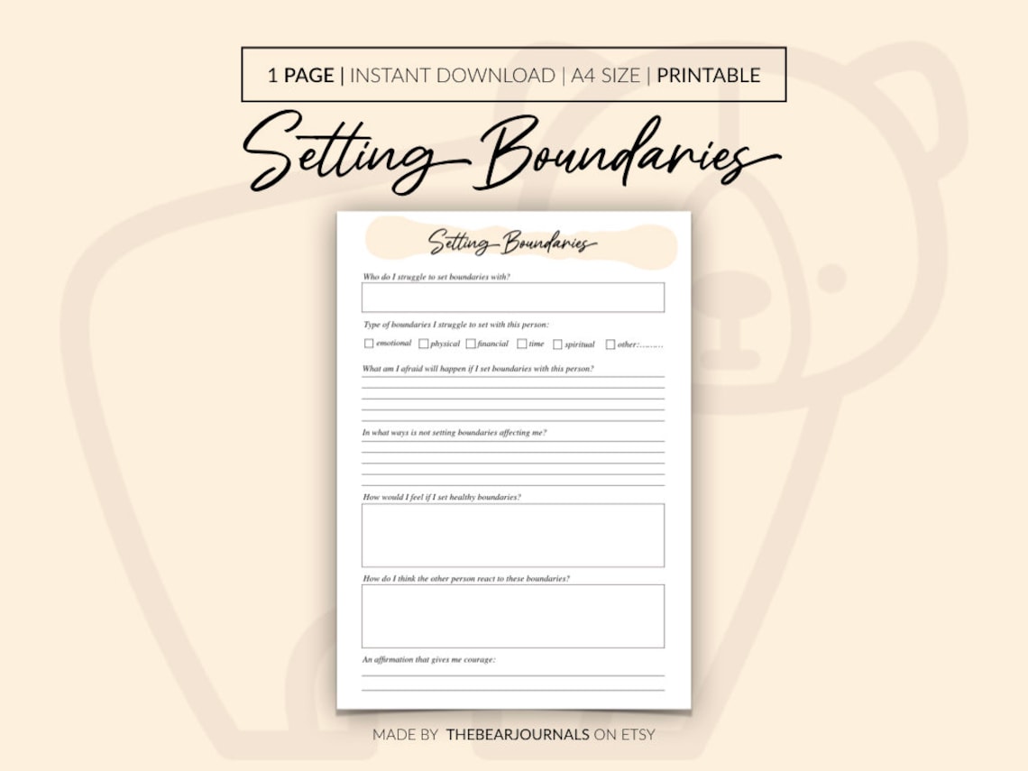 Setting Boundaries Worksheet, Setting Personal Boundaries, Relational ...