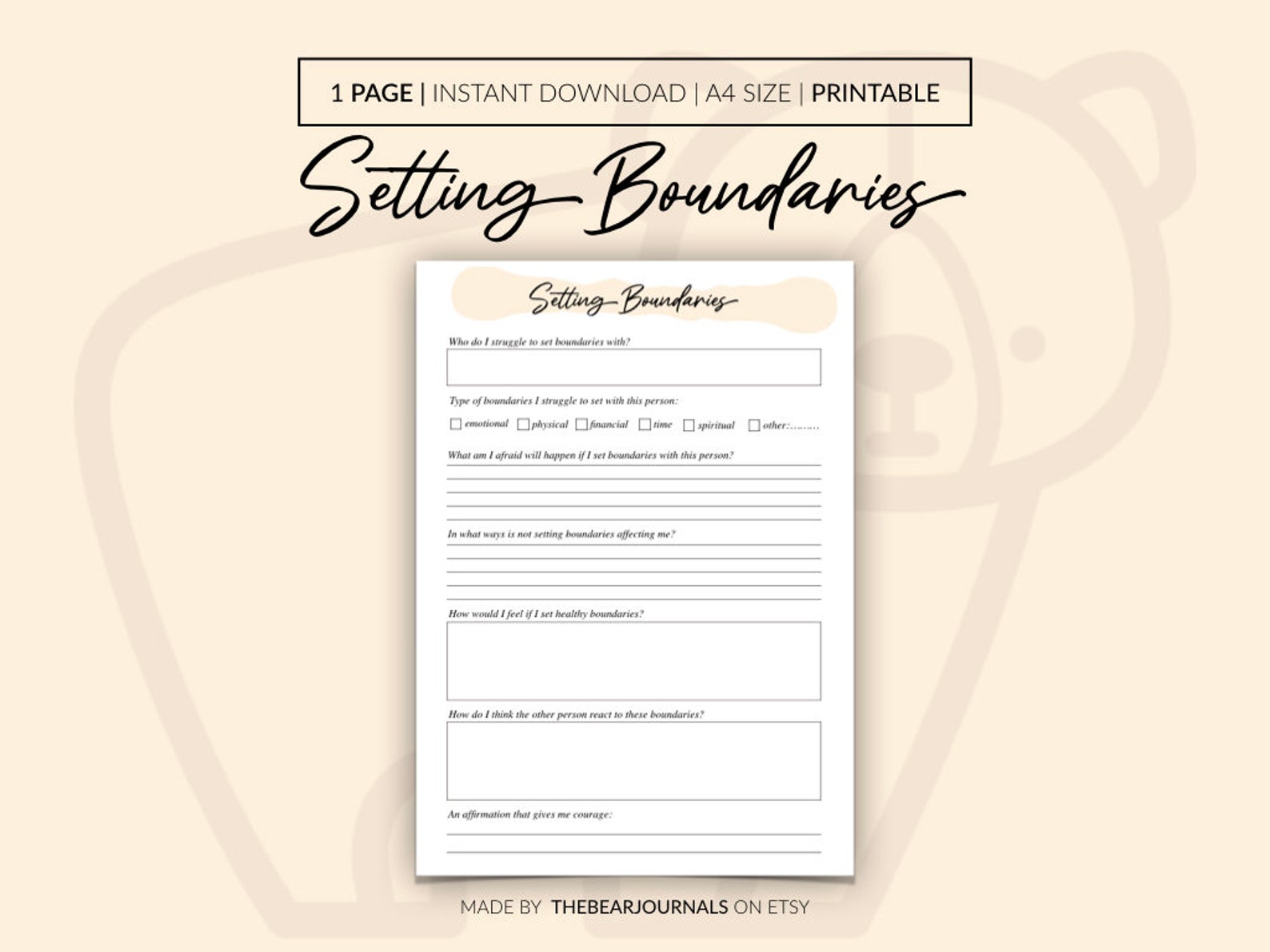 Setting Boundaries Worksheet, Setting Personal Boundaries, Relational ...