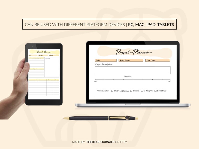 Project Planner, Project Timeline, Project Progress Tracker, Printable ...