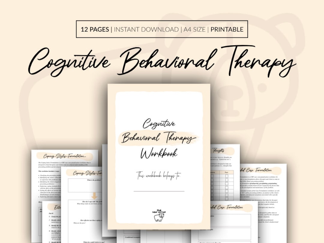 Cognitive Behavioral Therapy Workbook, CBT Journal, Challenging Automatic Negative Thoughts ...