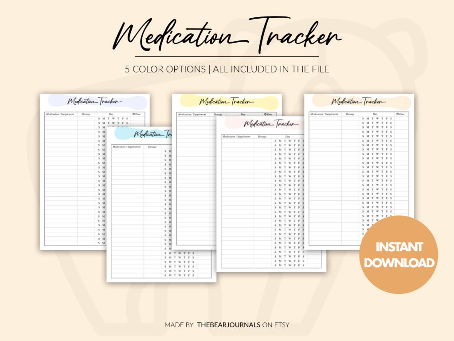 Medication Tracker Printable | Medical Planner Template | Healthcare ...