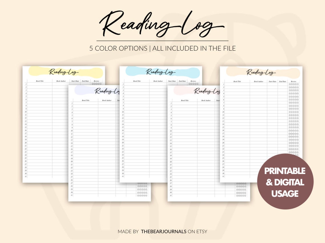 Reading Log, Digital Reading Journal, Digital Reading Planner, Reading ...