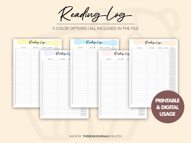 Reading Log, Digital Reading Journal, Digital Reading Planner, Reading ...