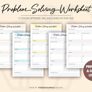 Problem Solving Worksheet, Problem Solving Template, Mental Health ...