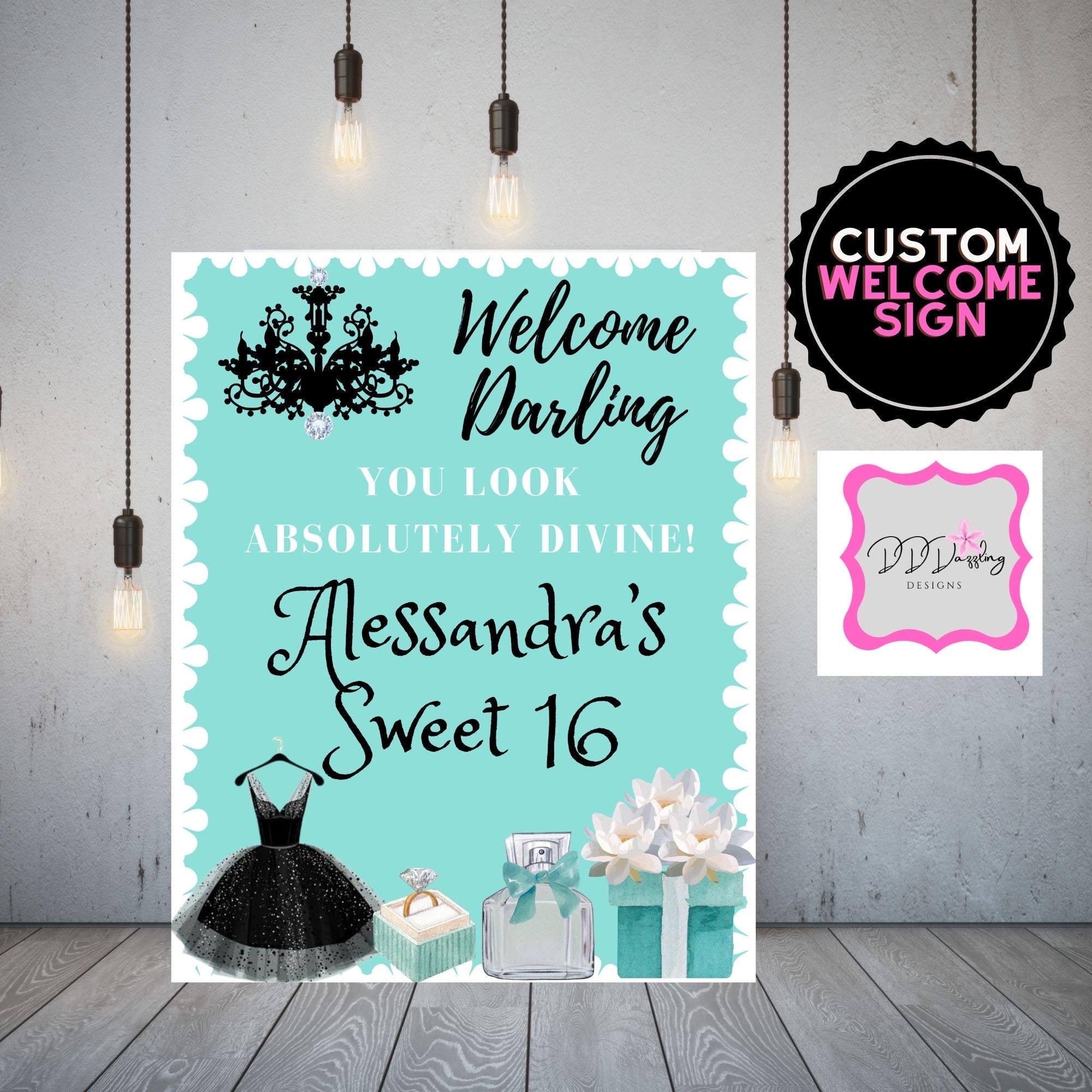 Breakfast at Tiffany's Theme Party, Tiffany's Welcome Party Board ...