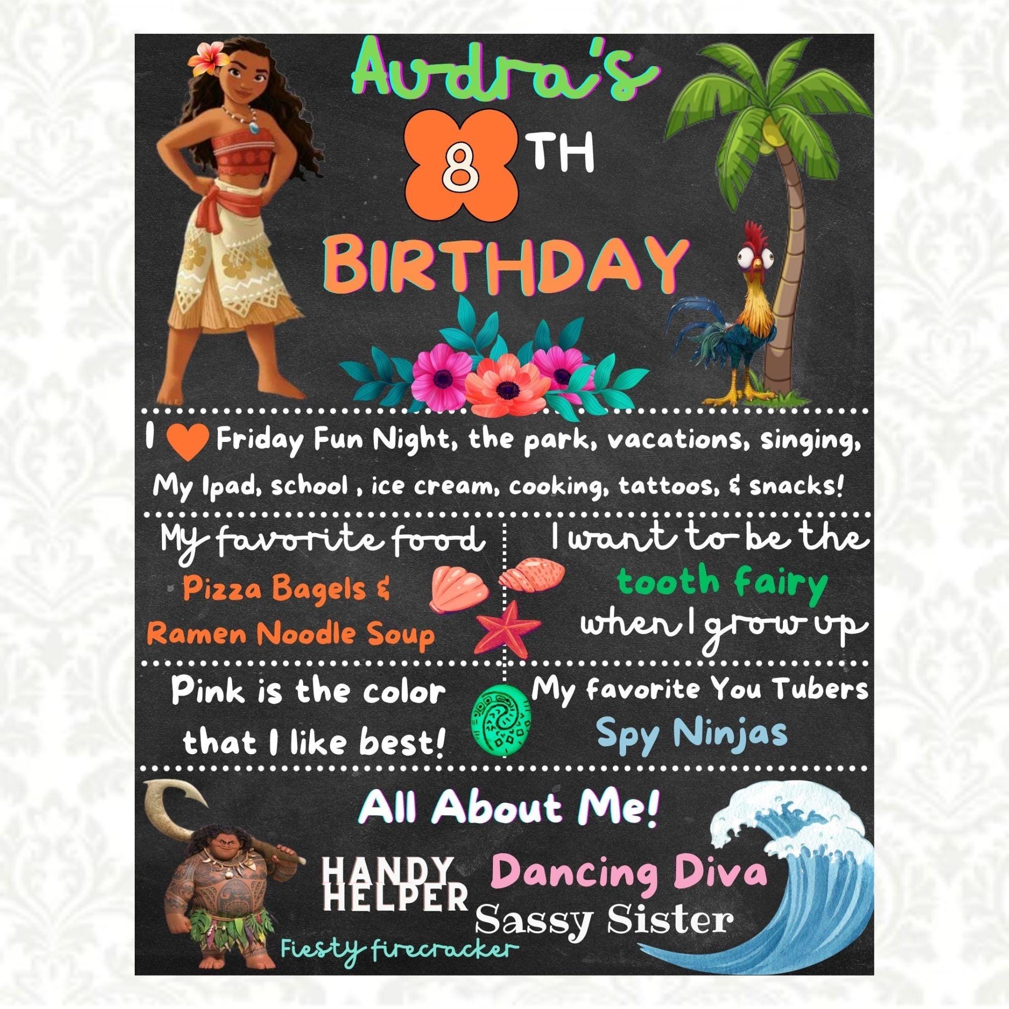 Moana Party, Custom Moana Birthday Chalkboard, Table Top Sign, Gift ...