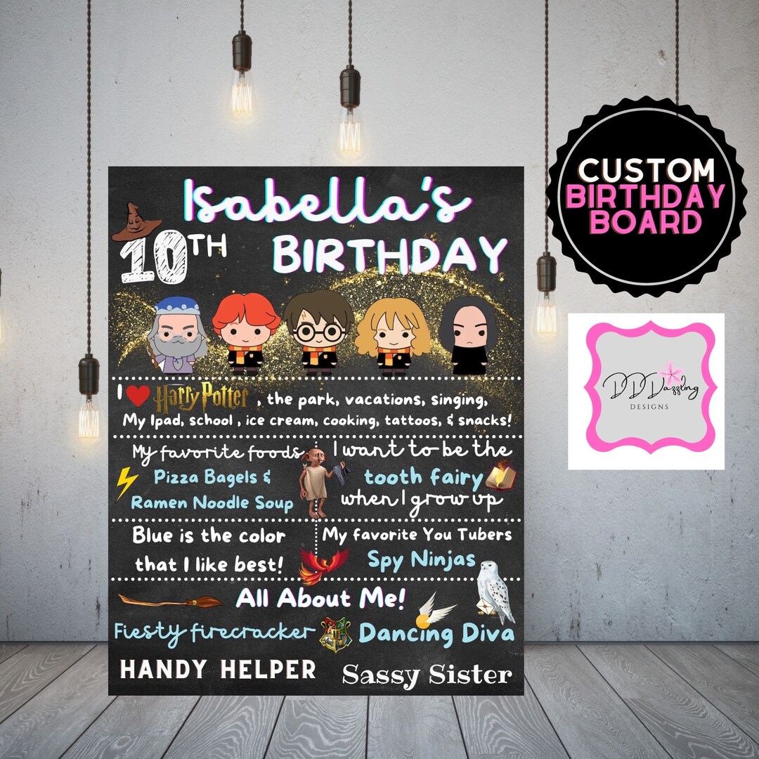 Harry Potter Party, Wizards, Custom Birthday Chalkboard, Table Top Sign ...
