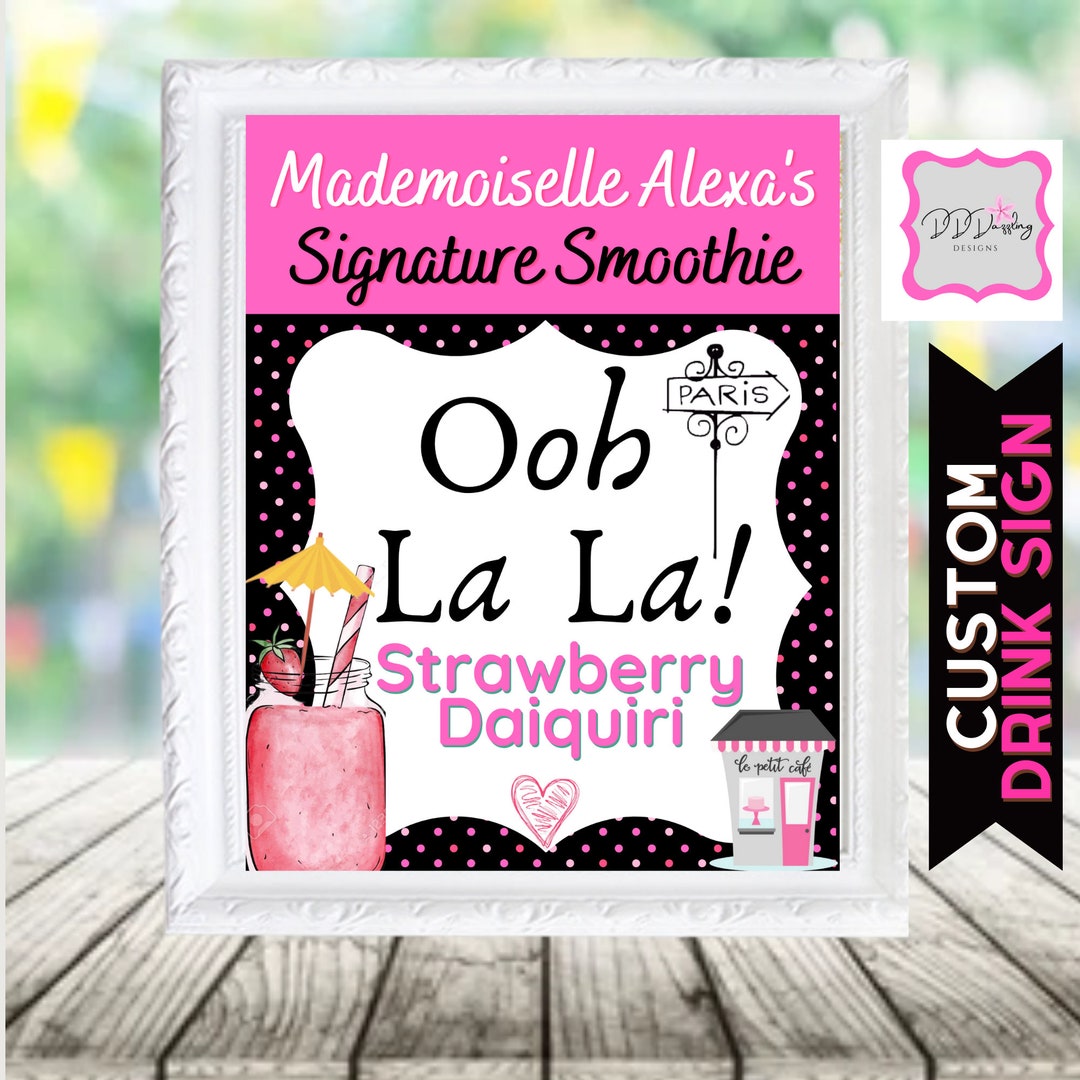 Paris Theme Party Bar Poster, Paris Theme Celebration, Signature Drink ...