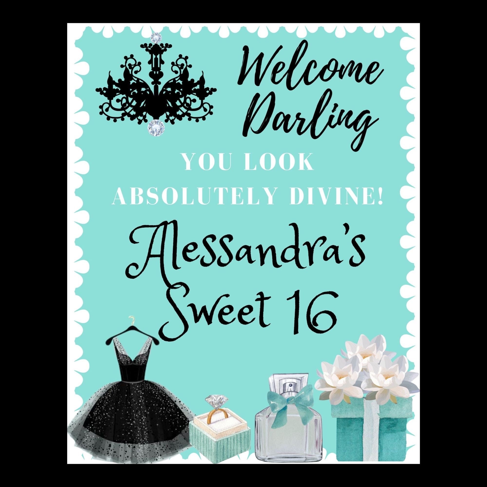 Breakfast at Tiffany's Theme Party, Tiffany's Welcome Party Board ...
