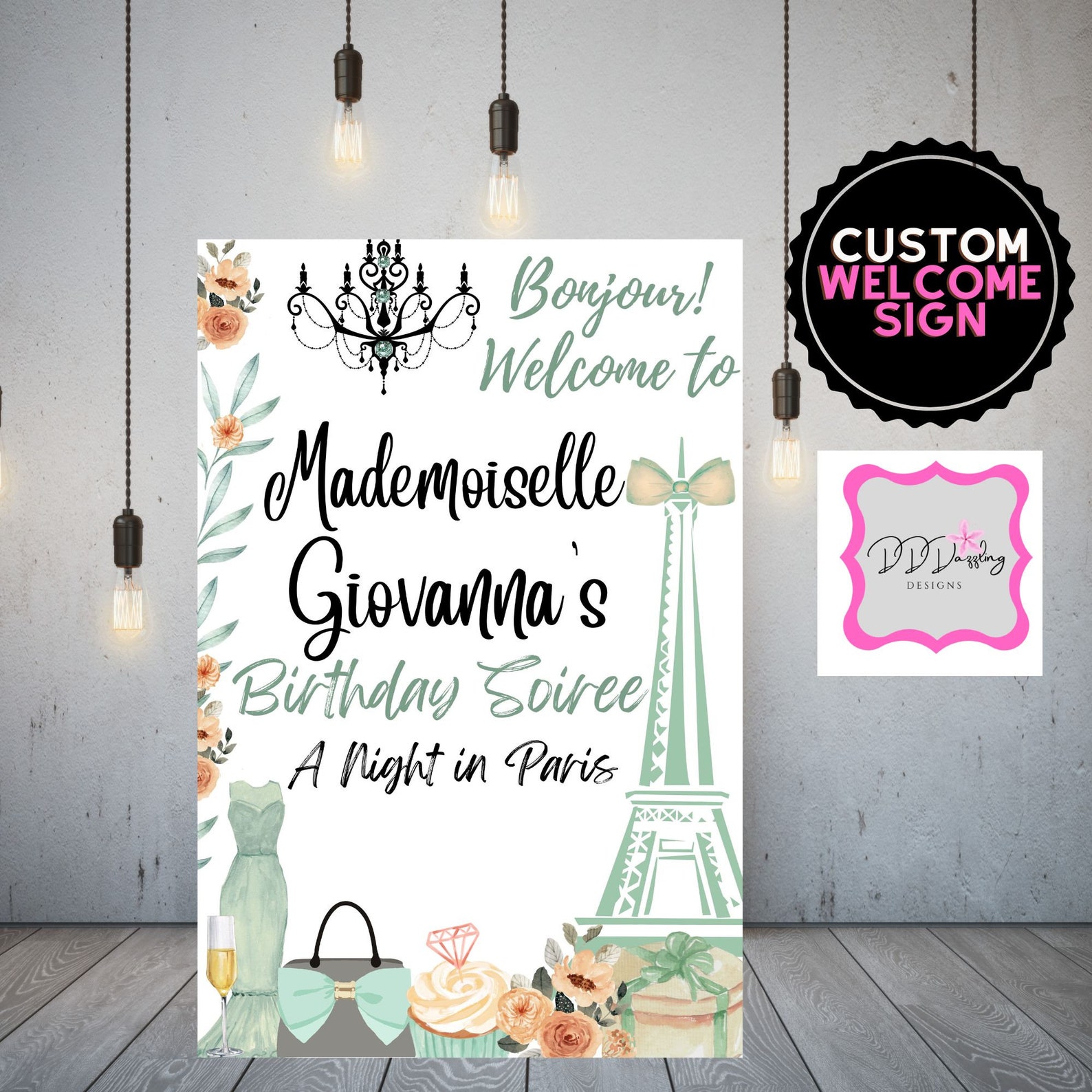 Paris Theme Party, Paris Welcome Party Board, Custom Party Poster ...