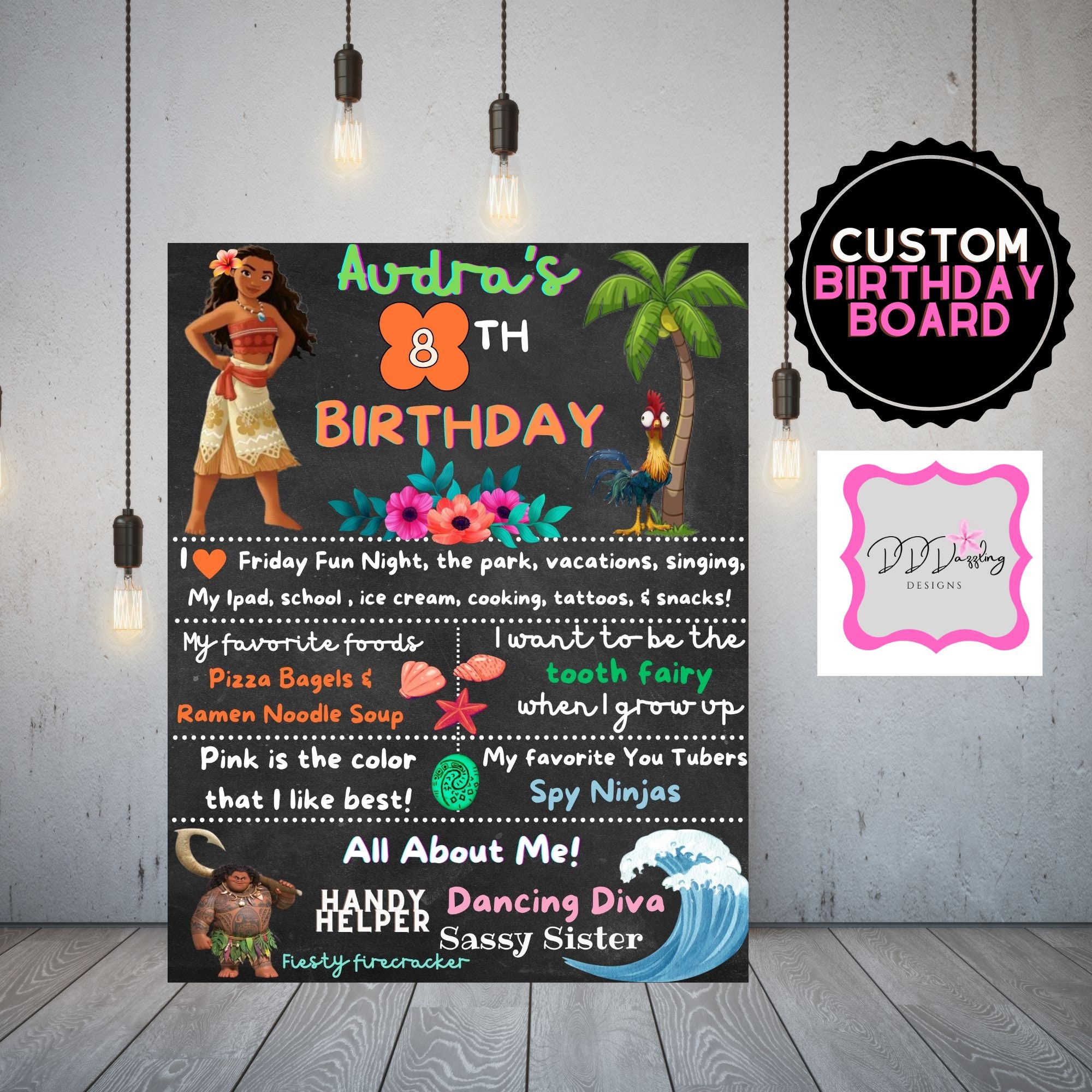 Moana Party, Custom Moana Birthday Chalkboard, Table Top Sign, Gift ...