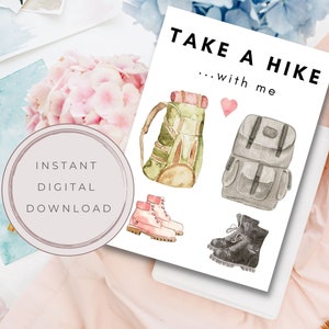 Printable Hiking Love Card Wedding or Engagement Card Hiking | Etsy