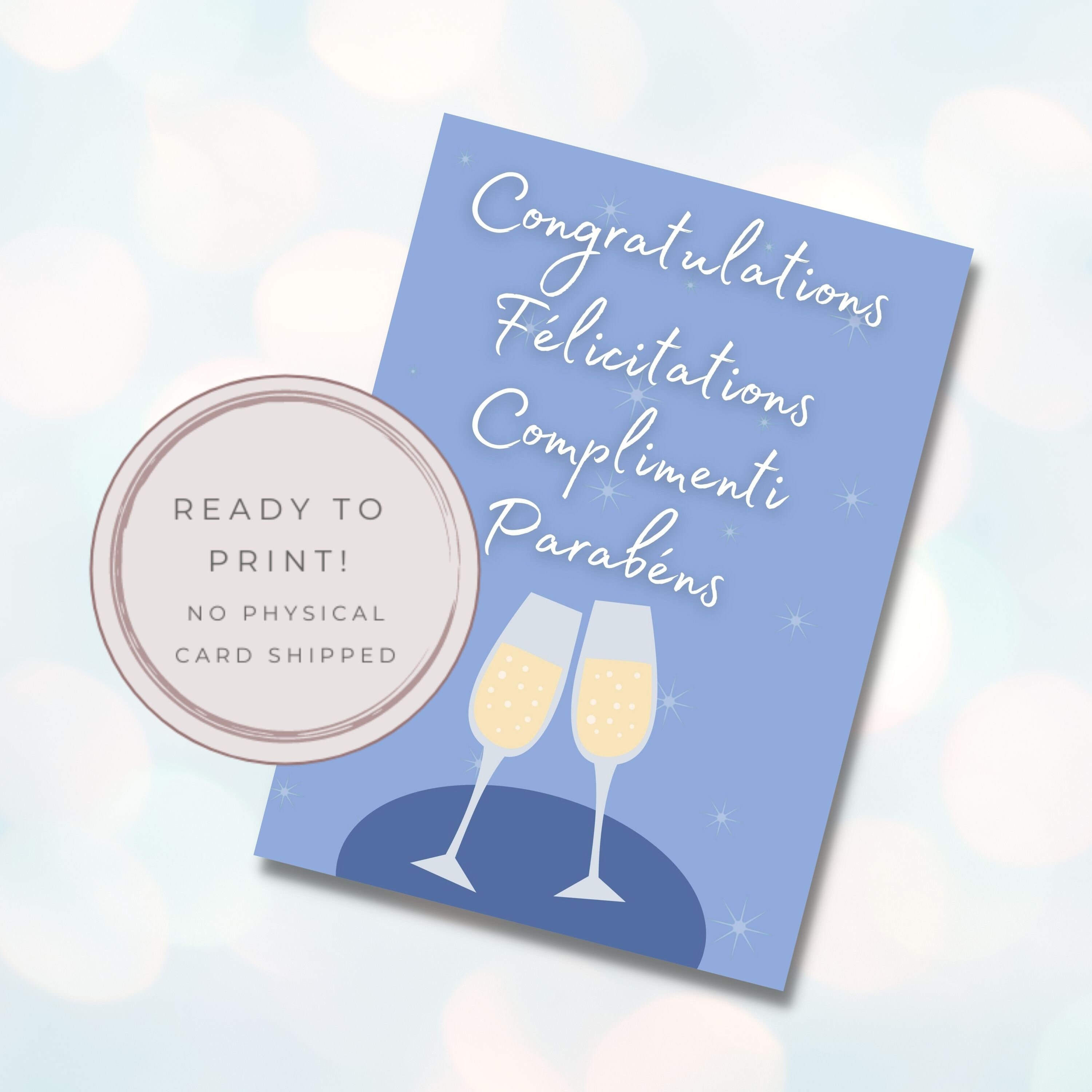 Congrats Card in Multiple Languages, Champagne Cheers Congrats Card ...