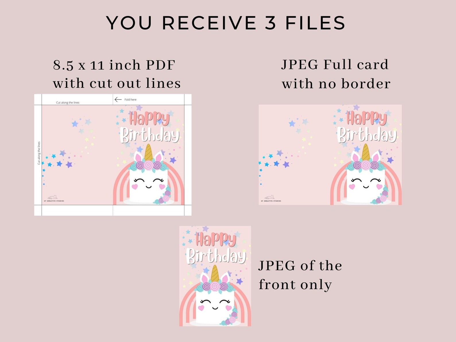 Printable Unicorn Birthday Cake Card, Rainbow Unicorn Birthday Card ...