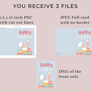 Printable Hoppy Easter Card, Cute Easter Bunny Card, Happy Easter Card ...