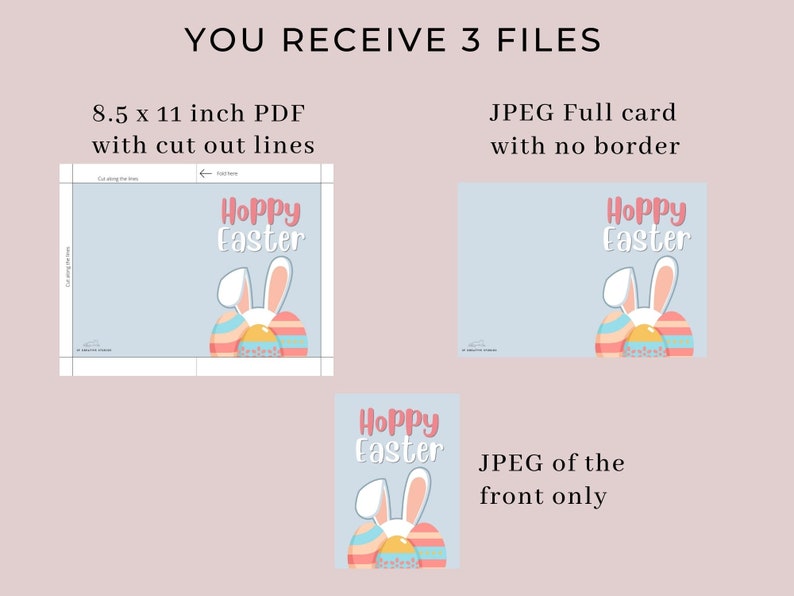 Printable Hoppy Easter Card, Cute Easter Bunny Card, Happy Easter Card ...