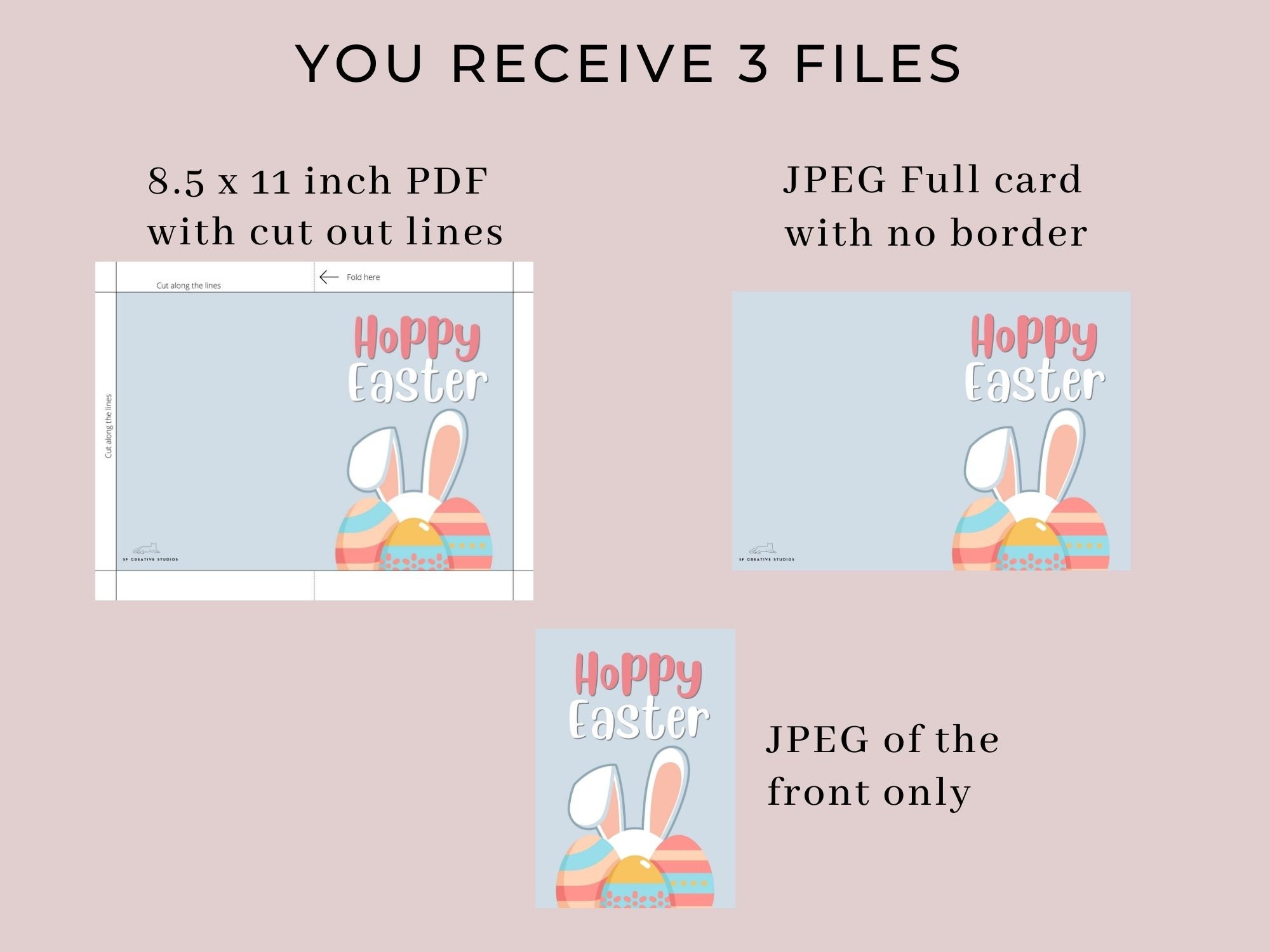 Printable Hoppy Easter Card, Cute Easter Bunny Card, Happy Easter Card ...