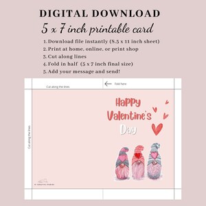 Printable Gnome Valentines Day Card, Cute Valentine Gnome Card, Instant ...