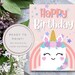 Printable Unicorn Birthday Cake Card, Rainbow Unicorn Birthday Card ...