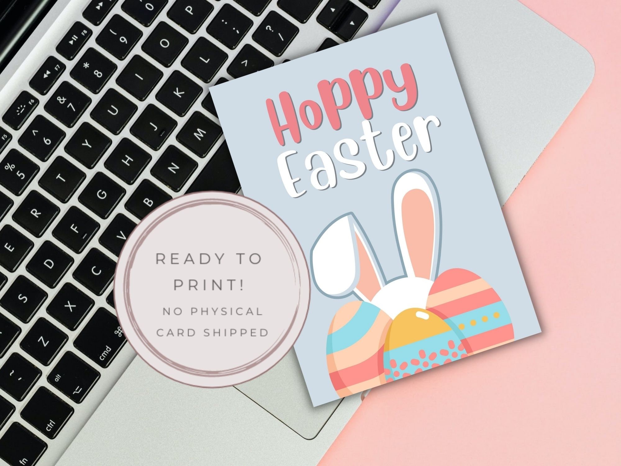 Printable Hoppy Easter Card, Cute Easter Bunny Card, Happy Easter Card ...