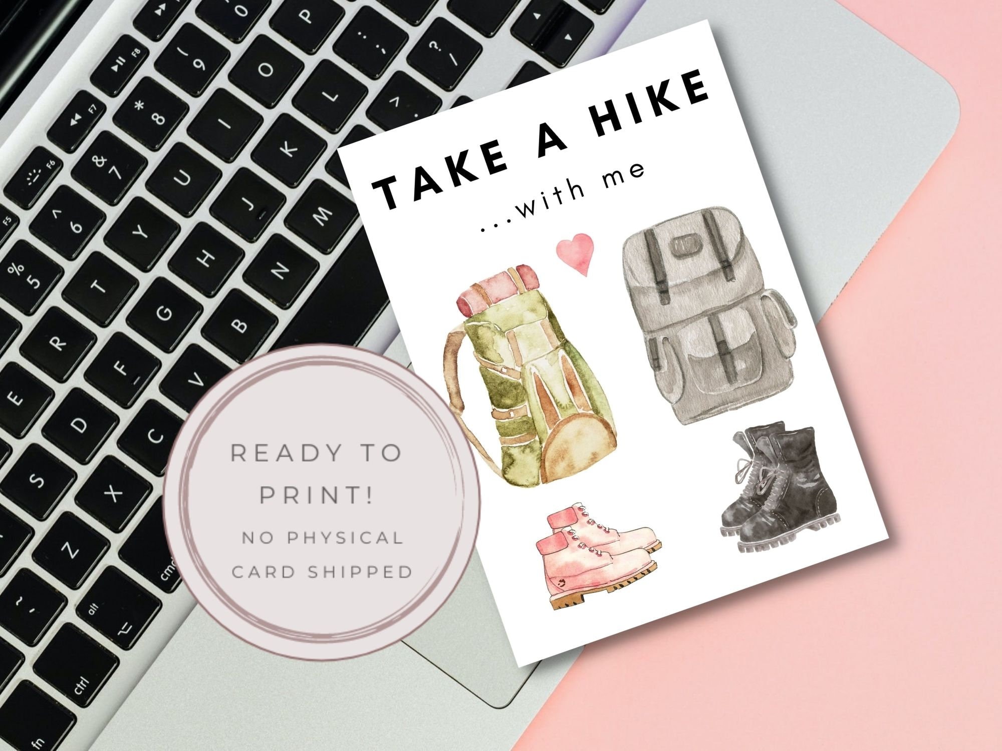 Printable Hiking Love Card, Wedding or Engagement Card, Hiking Couple ...