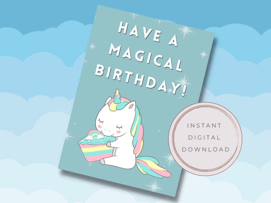 Unicorn Birthday Card, Happy Birthday Card for Girls, Cute Unicorn ...