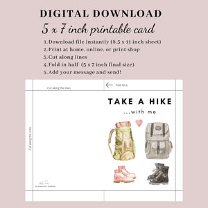 Printable Hiking Love Card Wedding or Engagement Card Hiking - Etsy