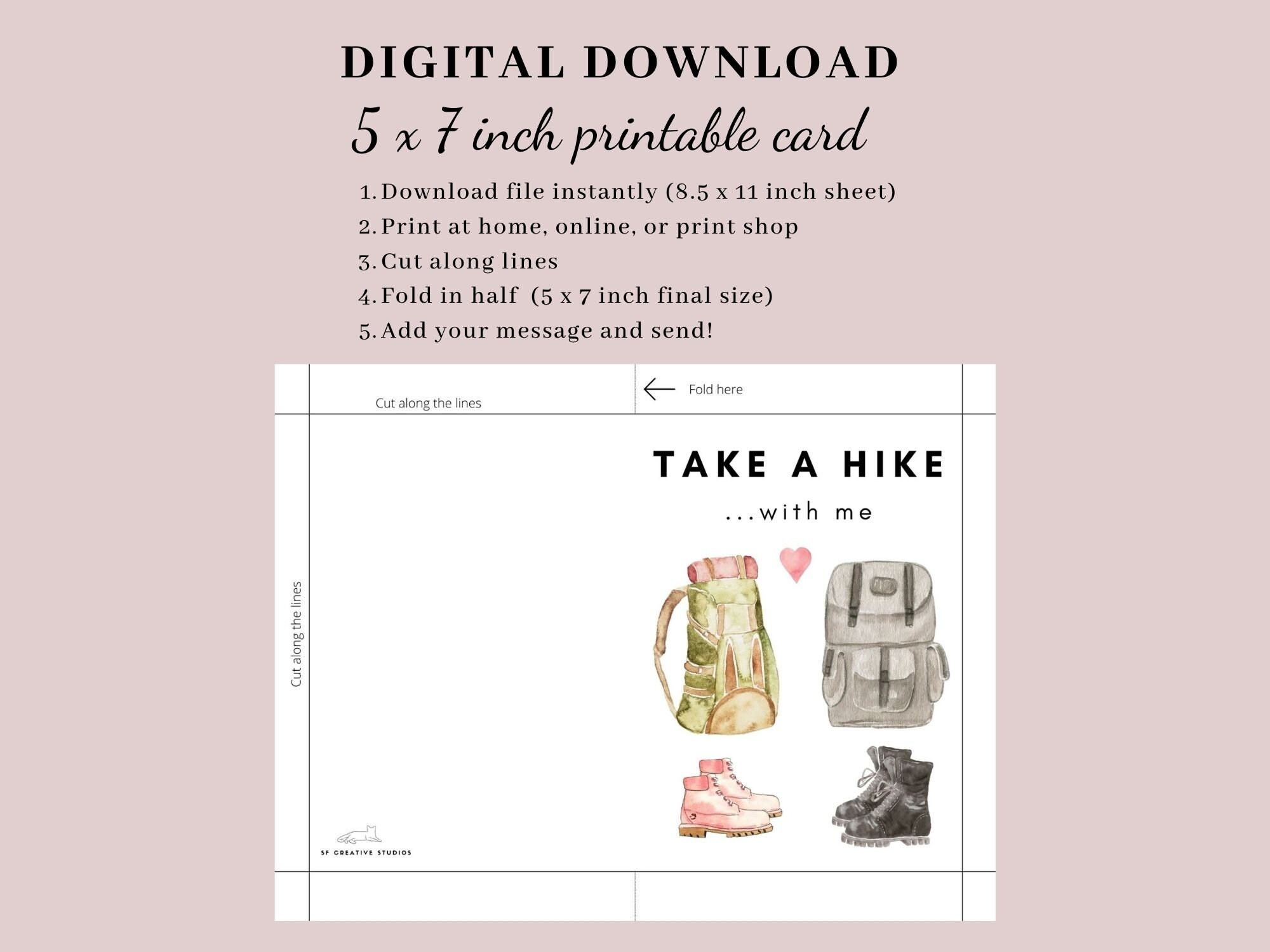 Printable Hiking Love Card, Wedding or Engagement Card, Hiking Couple ...