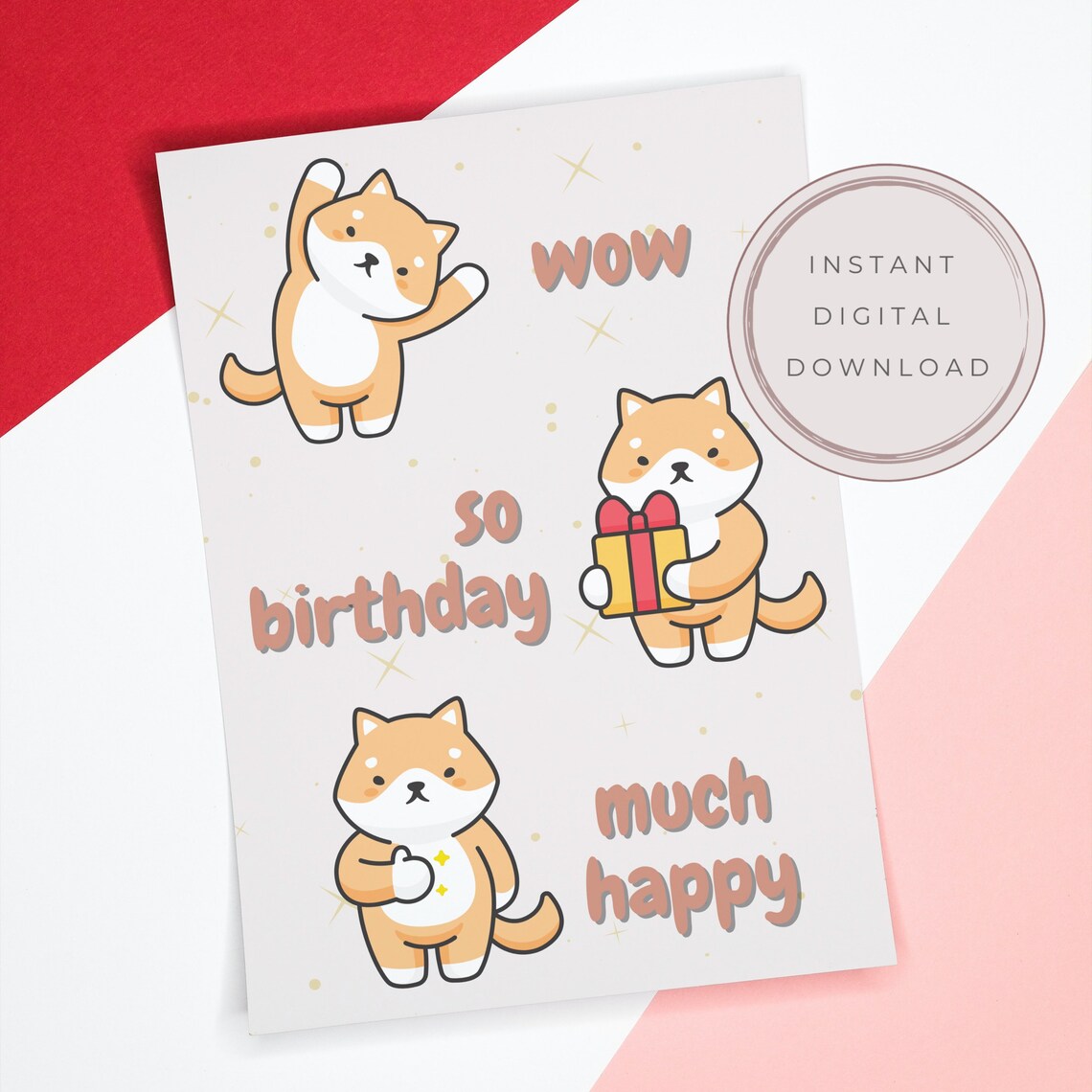 Doge Meme Birthday Card, Cute Dog Birthday Card, Dog Lover Birthday ...