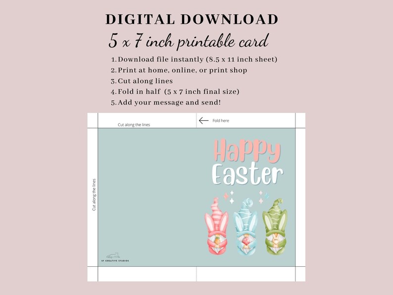 Printable Gnome Easter Card, Easter Gnome Greeting Card, Garden Gnome ...