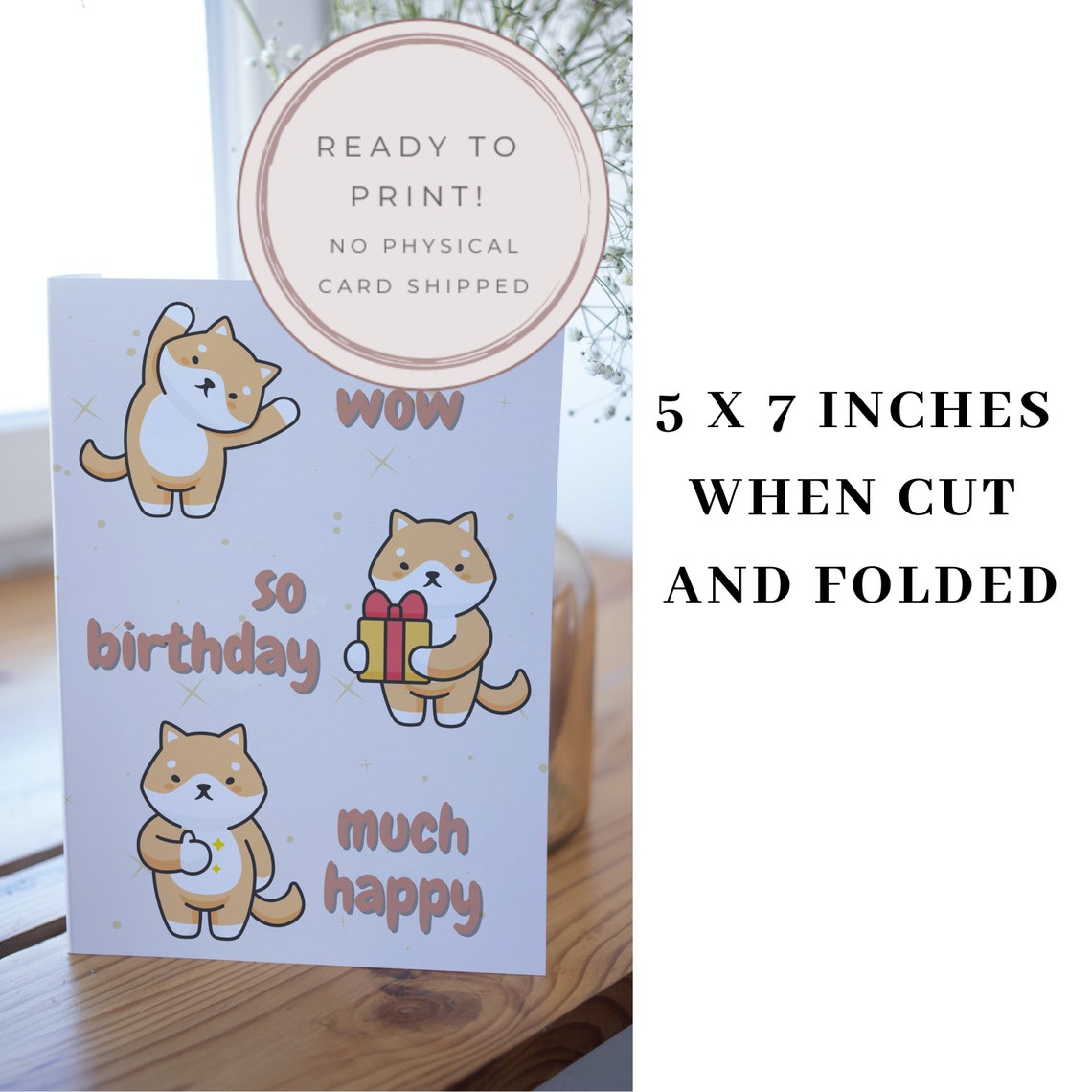 Doge Meme Birthday Card, Cute Dog Birthday Card, Dog Lover Birthday ...