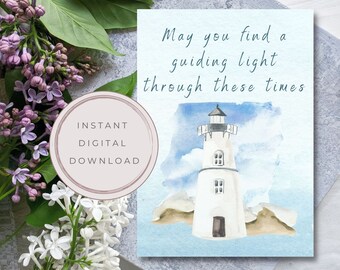 Sympathy Card, Condolences Card With Blue and Pink Watercolor Flowers ...