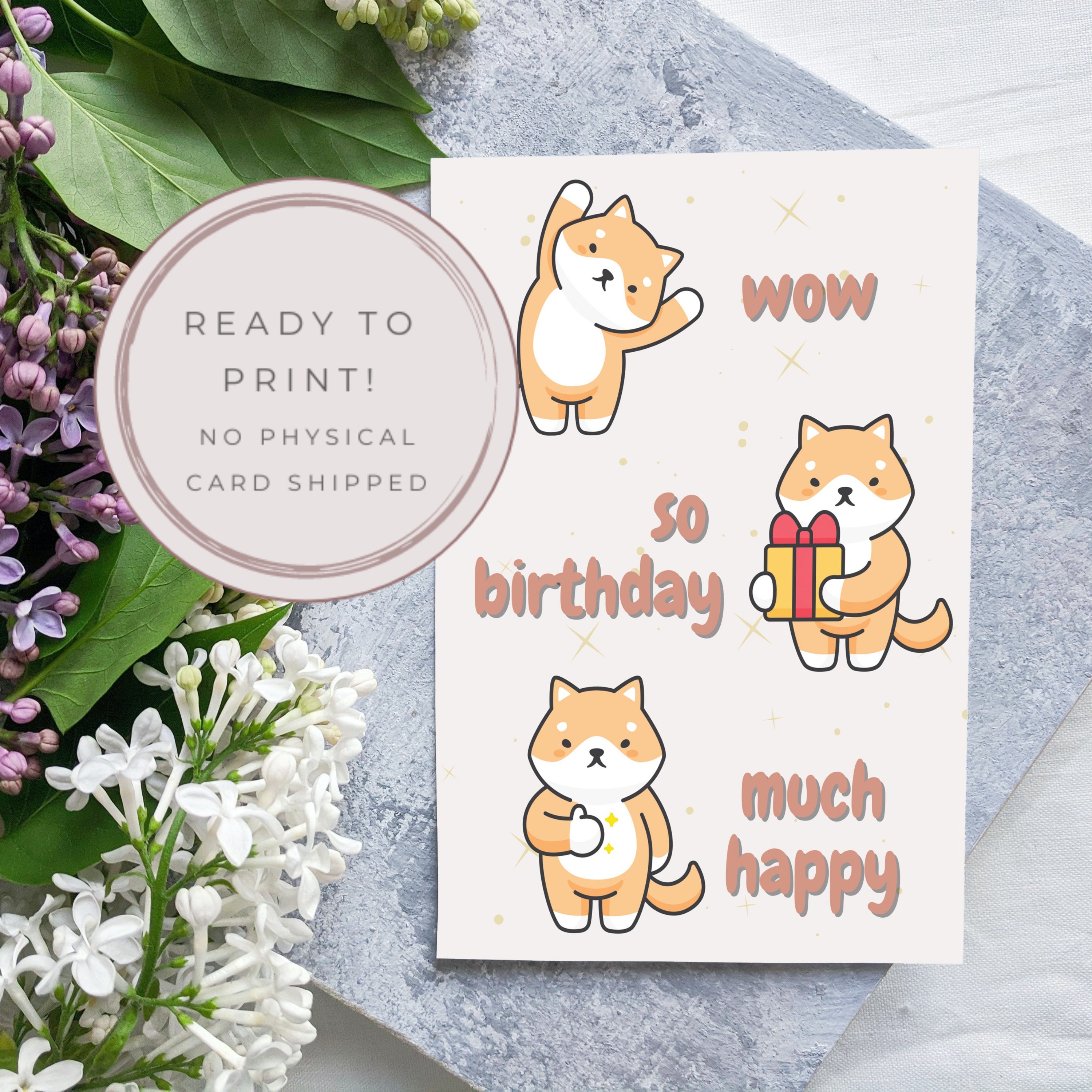 Doge Meme Birthday Card, Cute Dog Birthday Card, Dog Lover Birthday ...