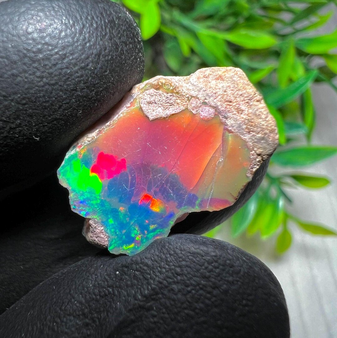 Bi-color Ethiopian Opal Rough: 8.00 Ct Pink, Blue, Red Fire Stone - Etsy