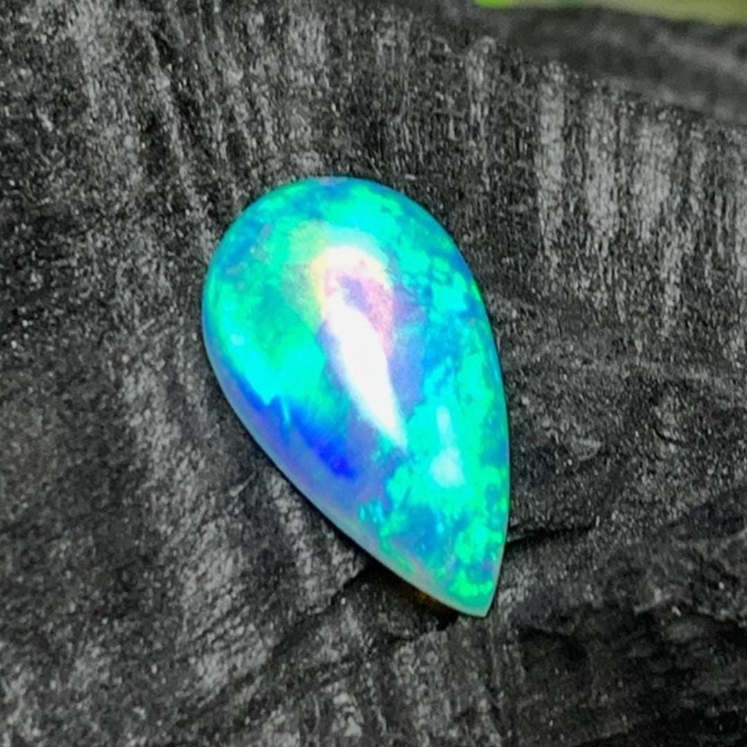 AAA Ethiopian Opal Cabochon: Green Blue Fire Pear Gemstone - Etsy