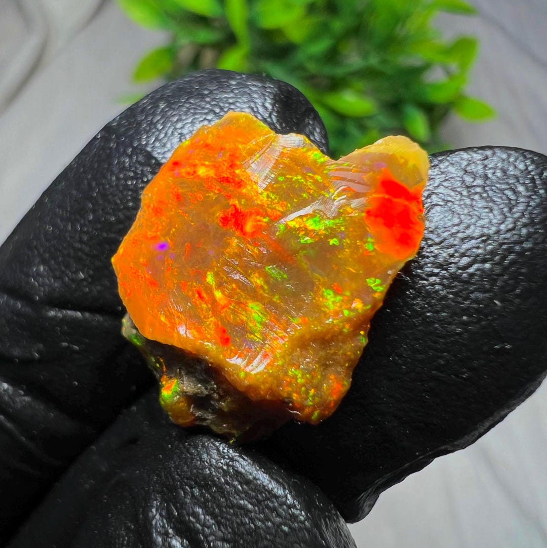 Ethiopian Opal Rough, Natural Yellow Green Fire Gemstone (21x13x8 MM ...