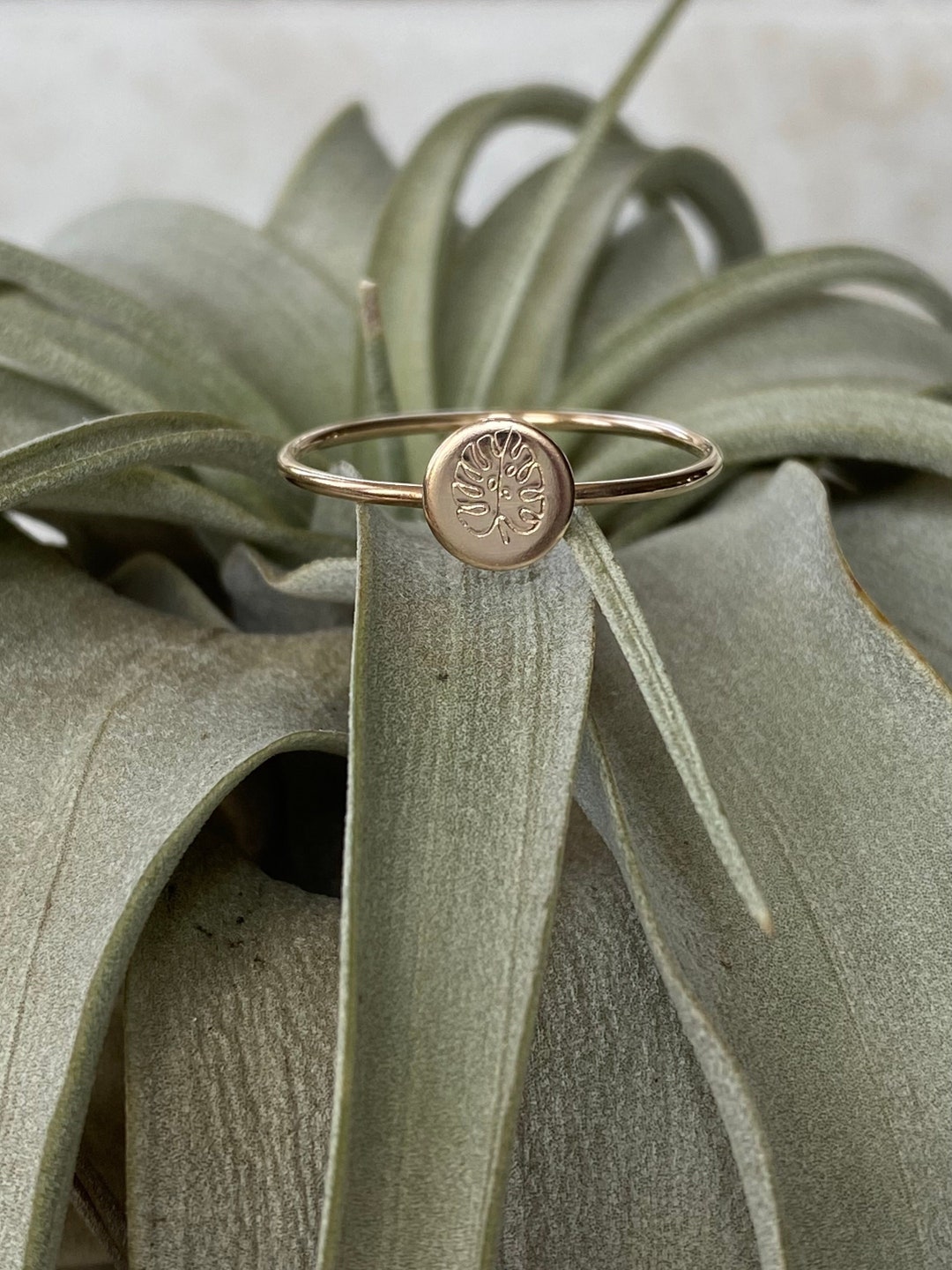 Gold Monstera Leaf Ring: Sterling Silver Plant Ring - Etsy