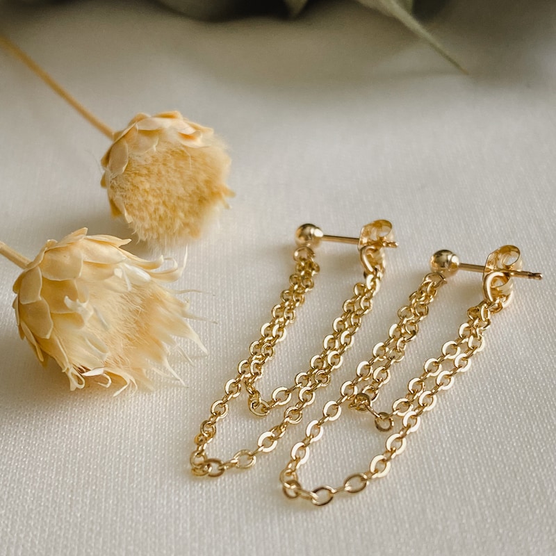 Gold Chain Earrings - Etsy