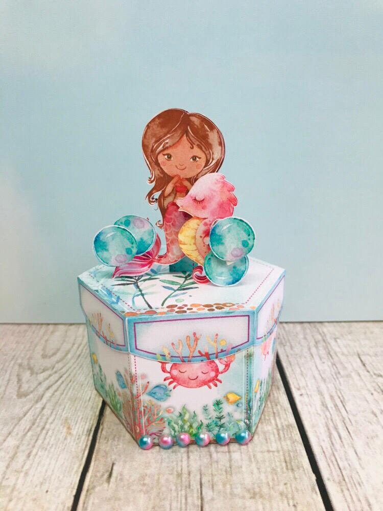 Mermaid - Favors Boxes Personalized, Party Supplies Tags Digital, Cake ...