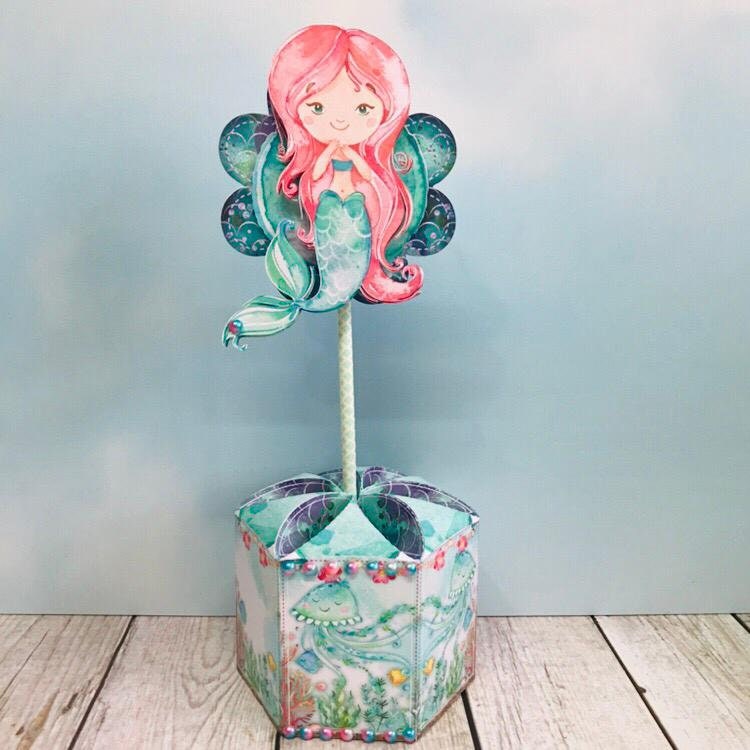 Mermaid - Favors Boxes Personalized, Party Supplies Tags Digital, Cake ...