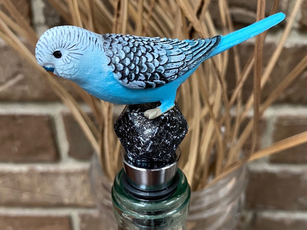 Bird Wine Stopper / Bird Bottle Stopper / Parakeet Stopper / Blue Bird ...
