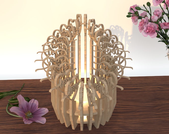 Tealight Candle Holder Bundle Svg Template Glowforge Wooden Candle ...