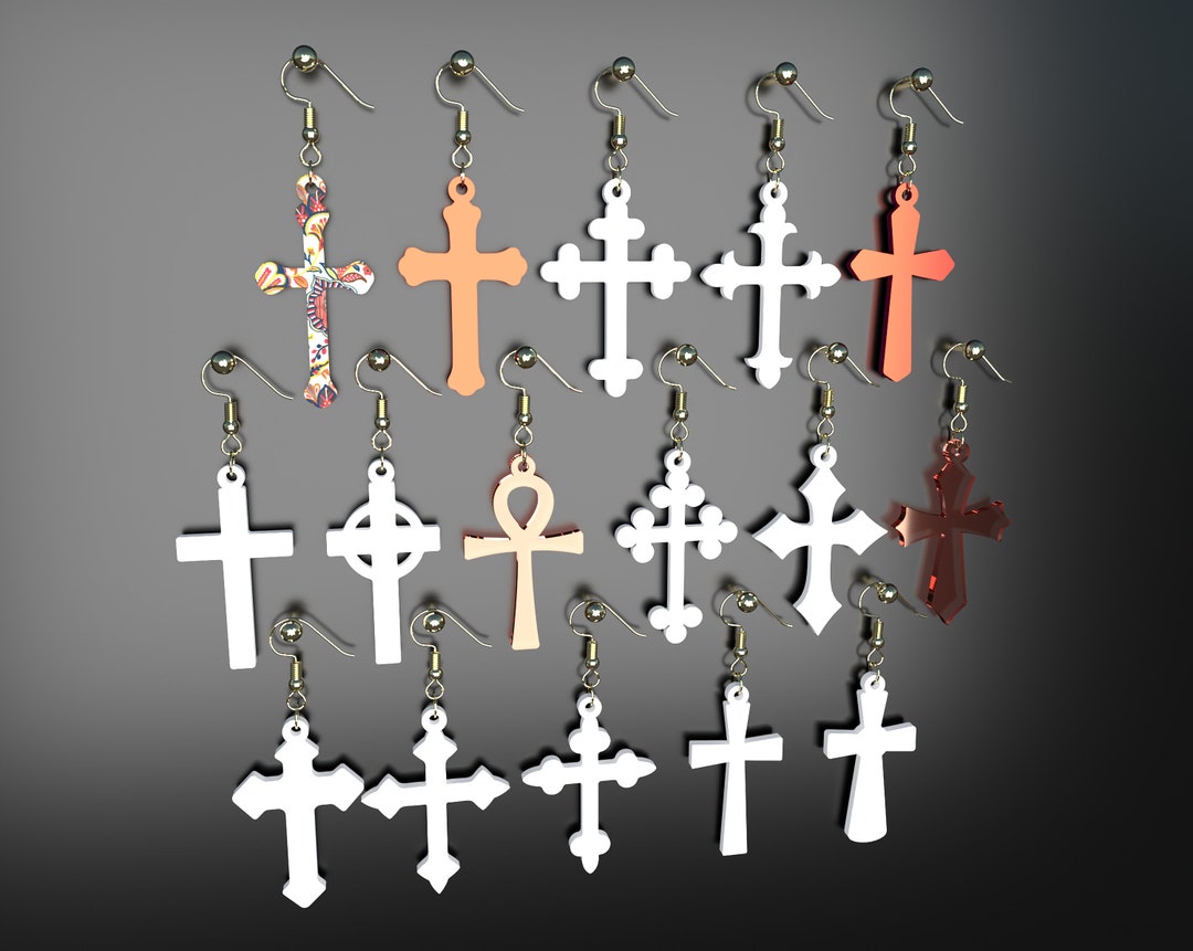 16 Cross Earrings Template Laser Cut Files Digital Download Earring ...