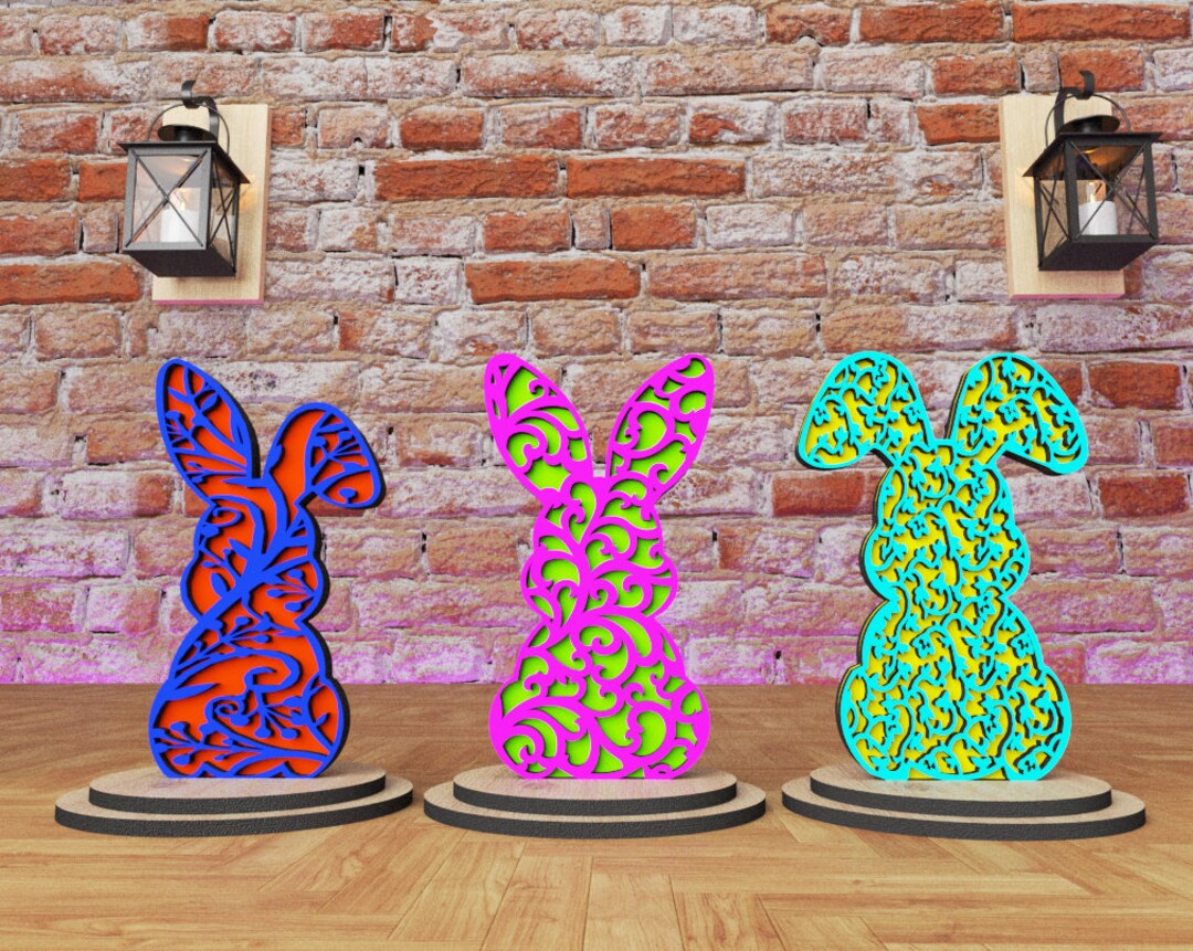 EASTER Laser Cut File Rabbits | 3 Easter Cutting Files | Cricut Svg for ...