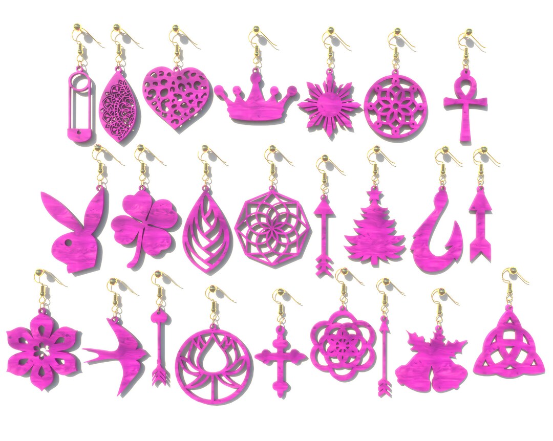 Earrings Template Laser Cut Files: 24 Earring Designs (digital Download ...