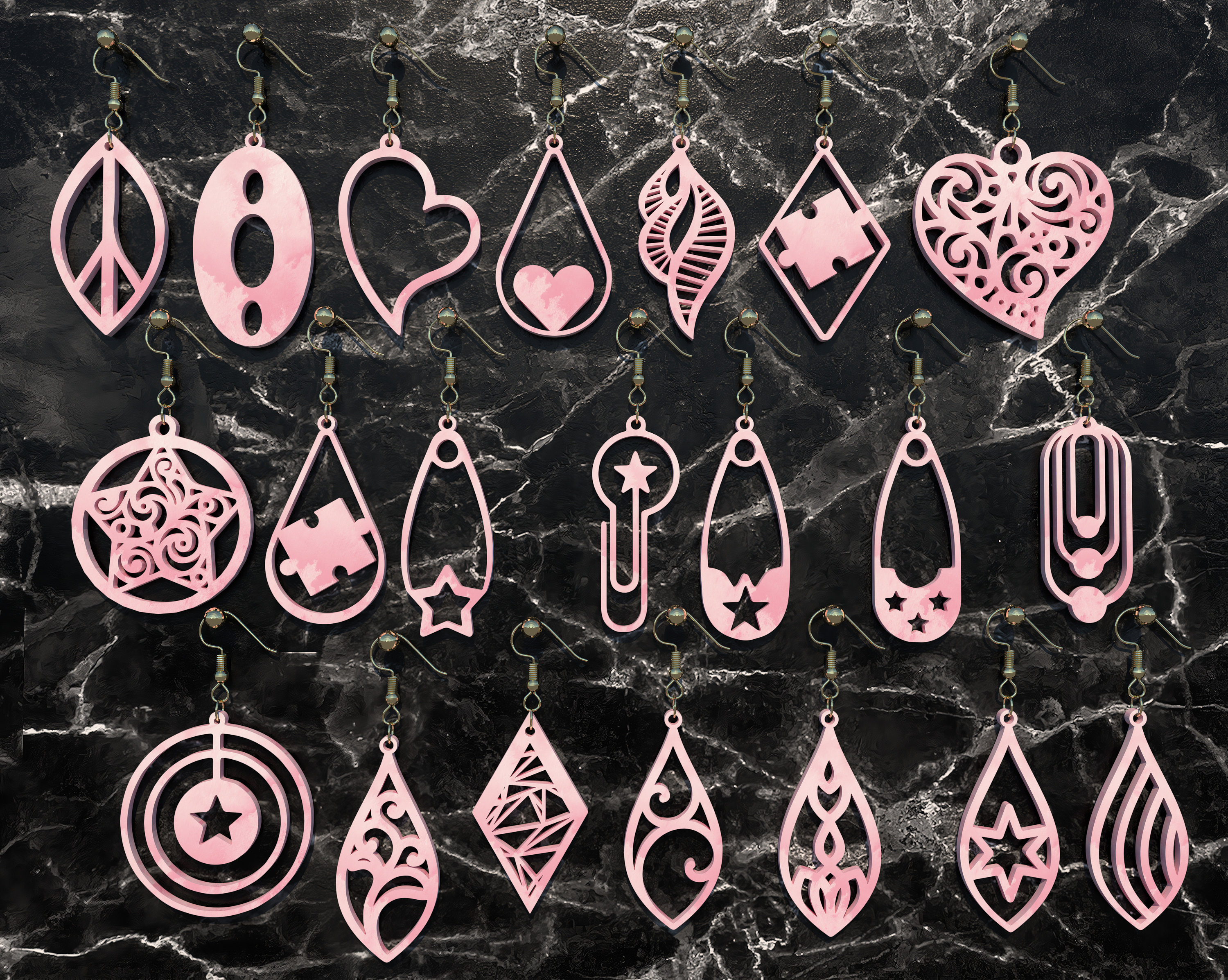 21 Earrings Template Laser Cut Files Digital Download Earring Bundle ...