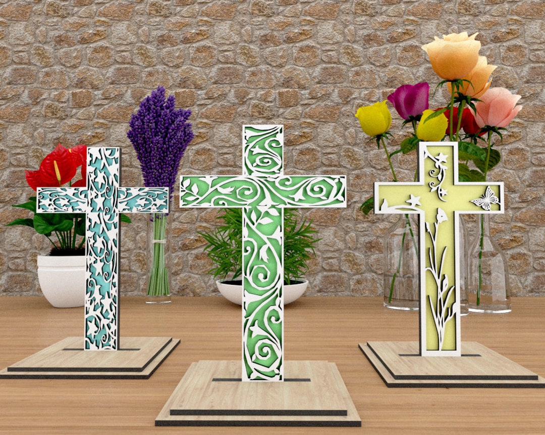 EASTER Laser Cut Cross File |cross Decor for Table |digital Christian ...