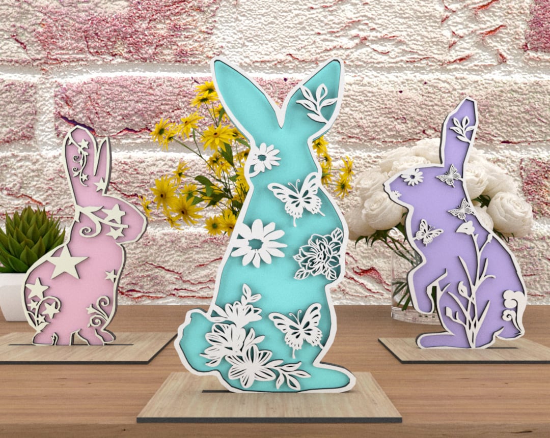 EASTER Laser Cut File Rabbits | 3 Easter Cutting Files | Cricut Svg for ...